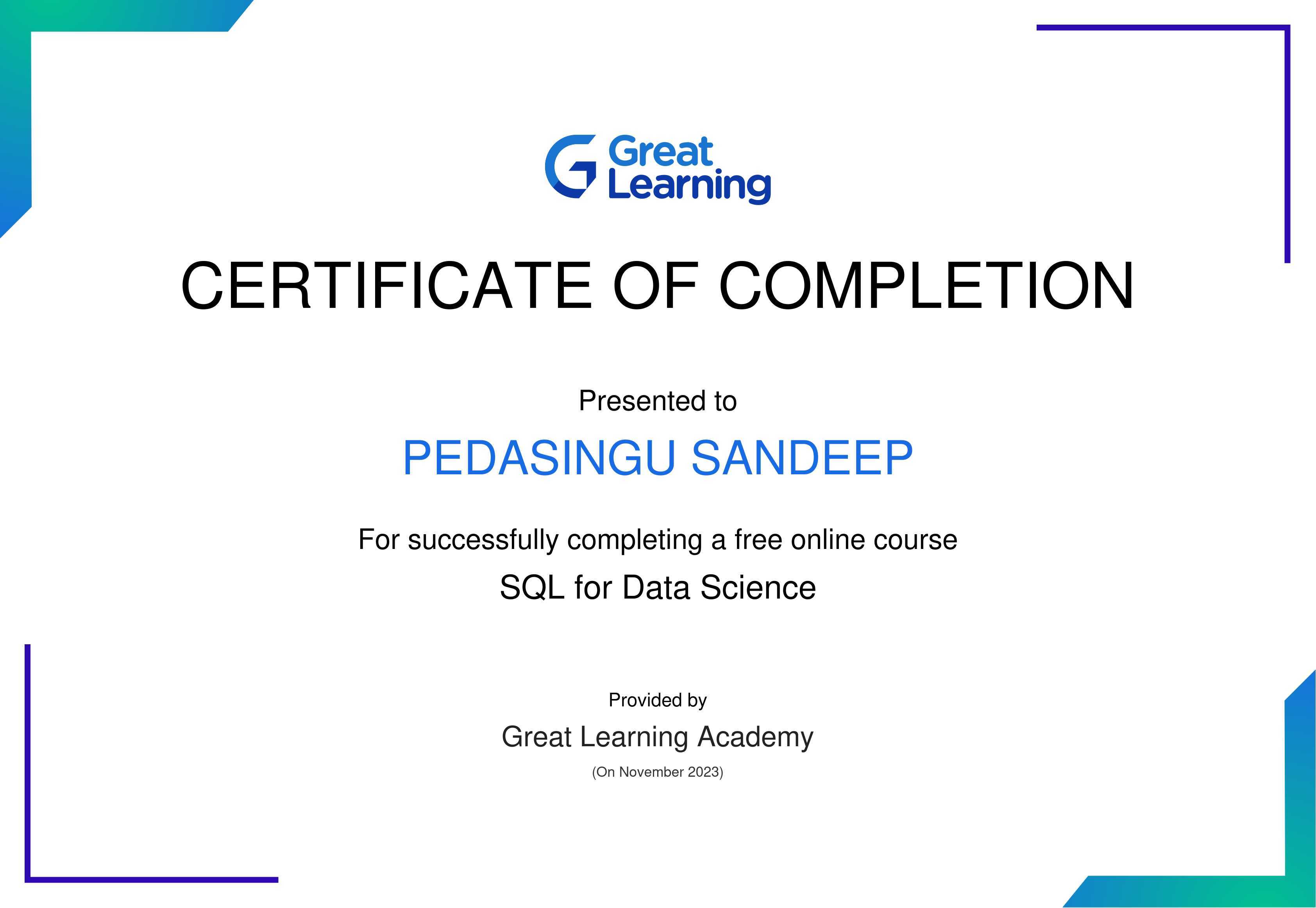 sandeep pedasingu - Aspiring Data analyst || MySql ,PowerBi ,Python,Ms Excel | LinkedIn